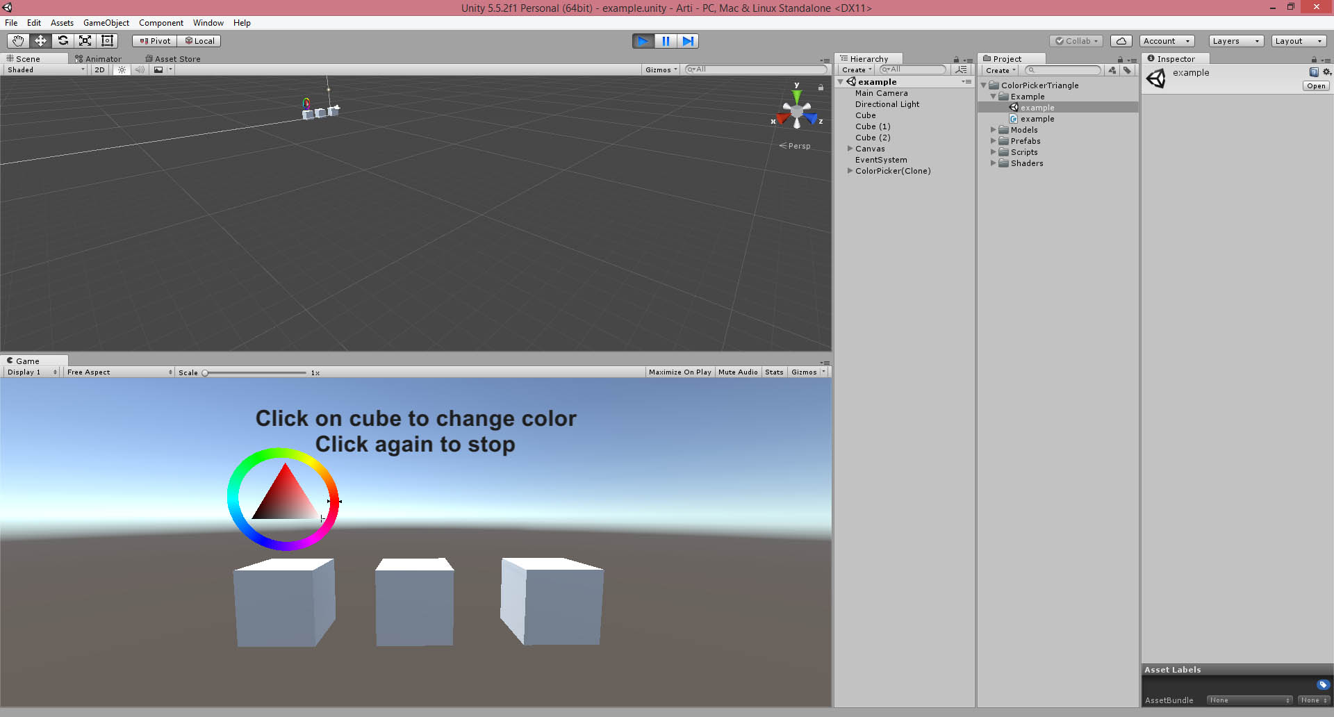 ให้ผู้เล่นเลือกสีง่ายๆด้วย Color Picker Triangle