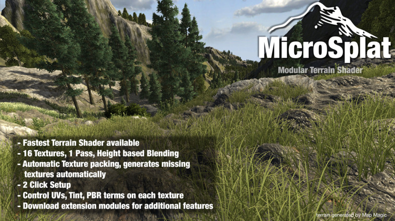 MicroSplat โปรแกรม Modular Terrain Shader สำหรับใช้แทนฟีเจอร์ Terrains ของ Unity โดยเฉพาะ